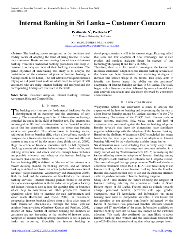 (PDF) Internet Banking in Sri Lanka – Customer Concern