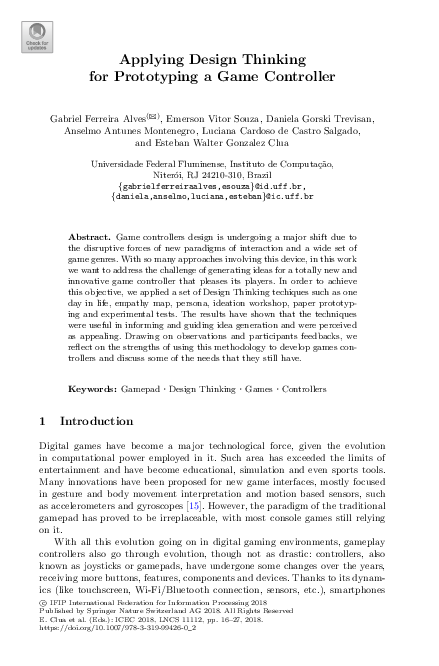 (PDF) Applying Design Thinking for Prototyping a Game Controller