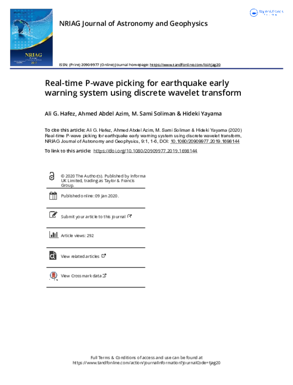 (PDF) Real-time P-wave picking for earthquake early warning system using discrete wavelet transform