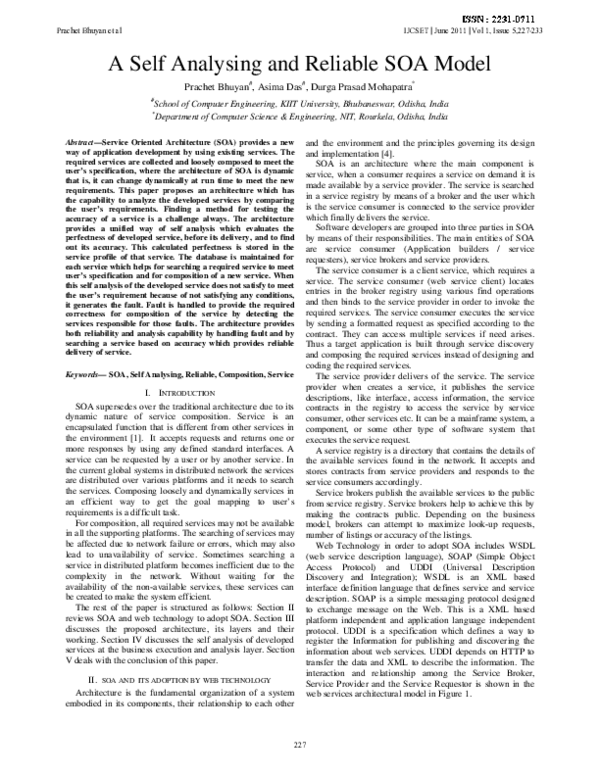 (PDF) Dynamic and Reliable SOA Model Analysis