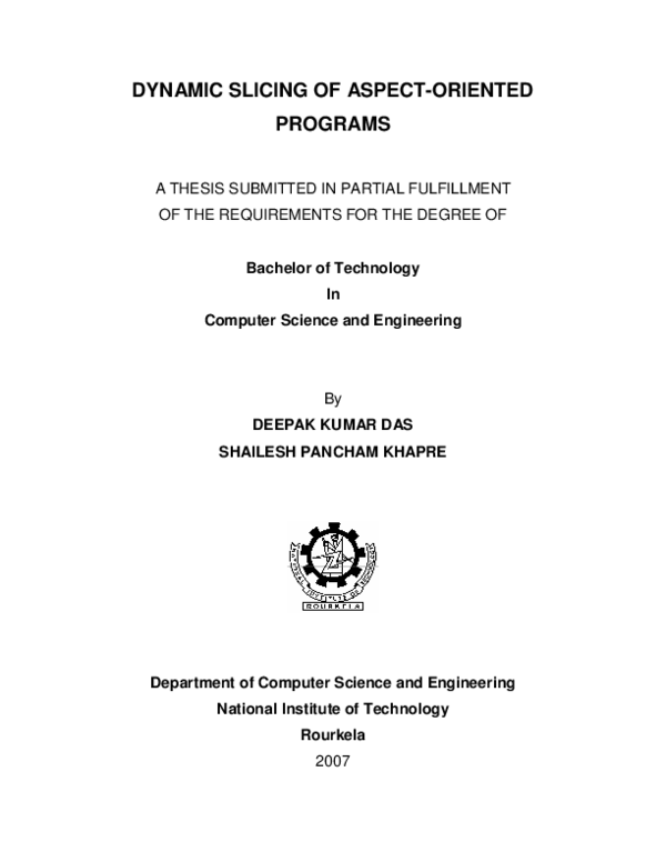 Pdf Dynamic Slicing Of Aspect Oriented Programs Durga Prasad Mohapatra
