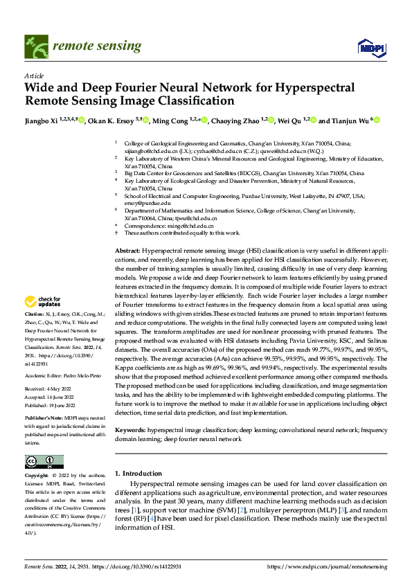 (PDF) Wide and Deep Fourier Neural Network for Hyperspectral Remote Sensing Image Classification