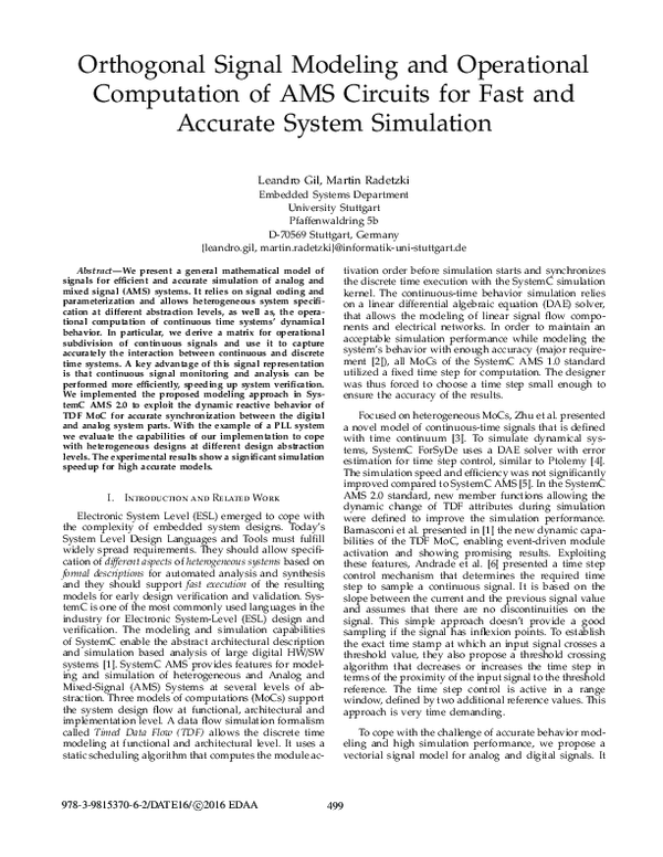 Pdf Orthogonal Signal Modeling And Operational Computation Of Ams Circuits For Fast And