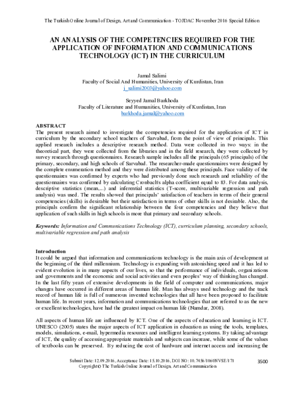 (PDF) An Analysis of the Competencies Required for the Application of Information and ...