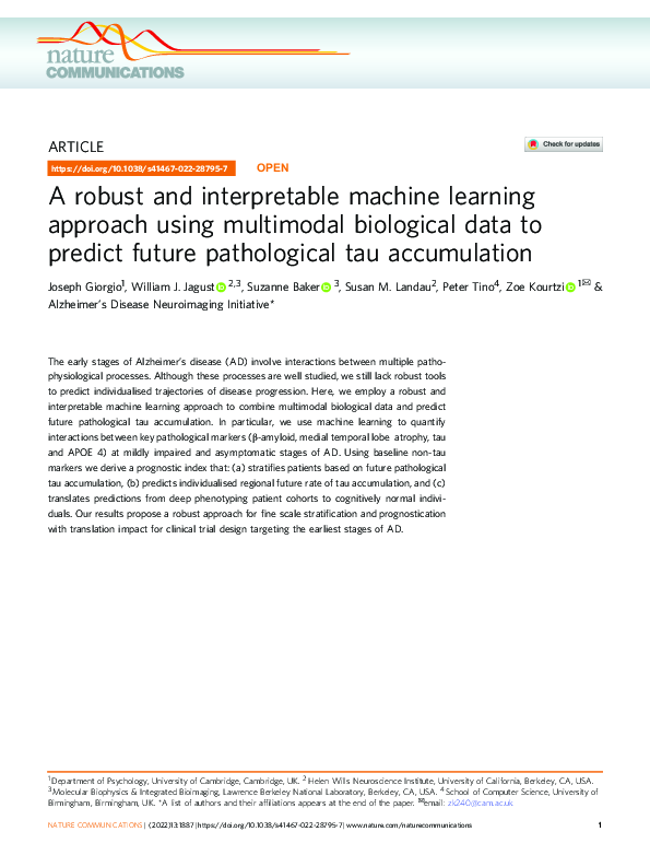 Pdf A Robust And Interpretable Machine Learning Approach Using Multimodal Biological Data To