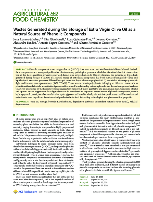 (PDF) Wastes Generated during the Storage of Extra Virgin Olive Oil as ...