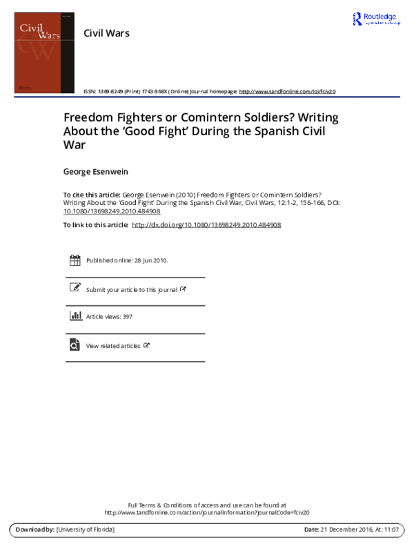 (PDF) Freedom Fighters or Comintern Soldiers? Writing About the ‘Good ...
