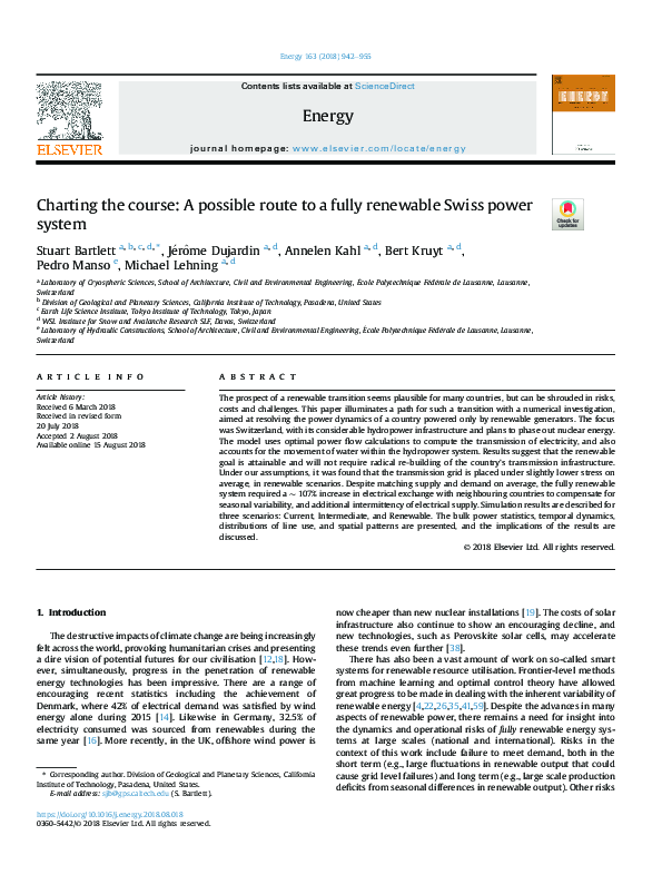 (PDF) Charting the course: A possible route to a fully renewable Swiss ...