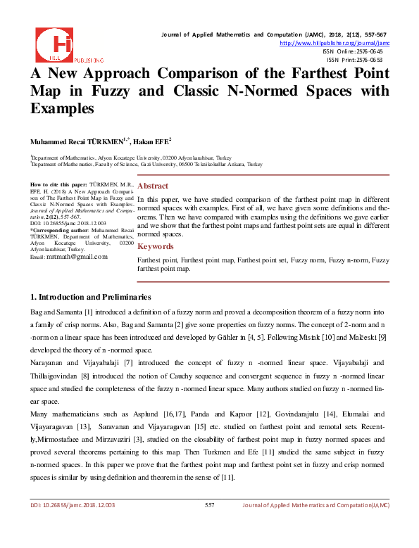 (PDF) A New Approach Comparison of the Farthest Point Map in Fuzzy and ...