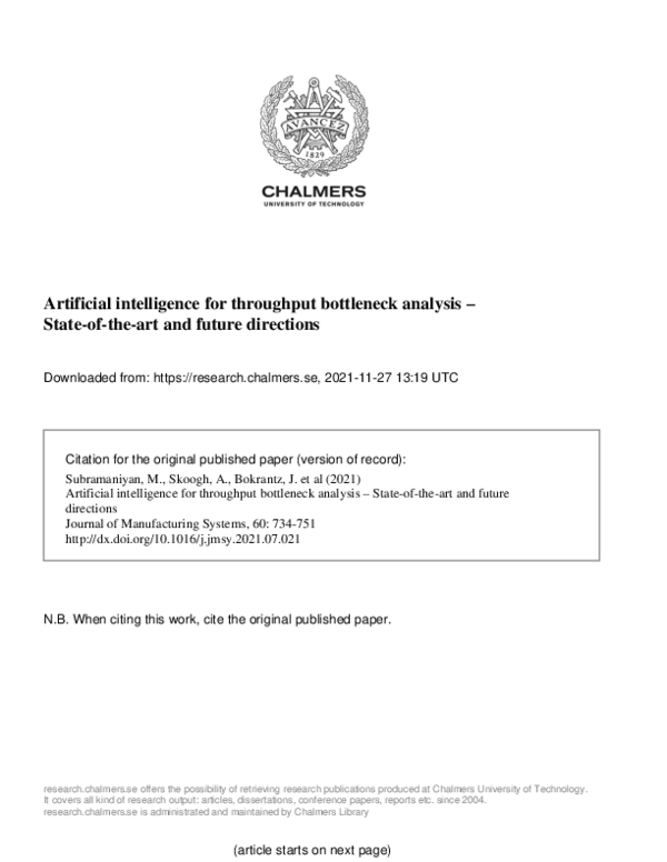 (PDF) Artificial intelligence for throughput bottleneck analysis – State-of-the-art and future ...