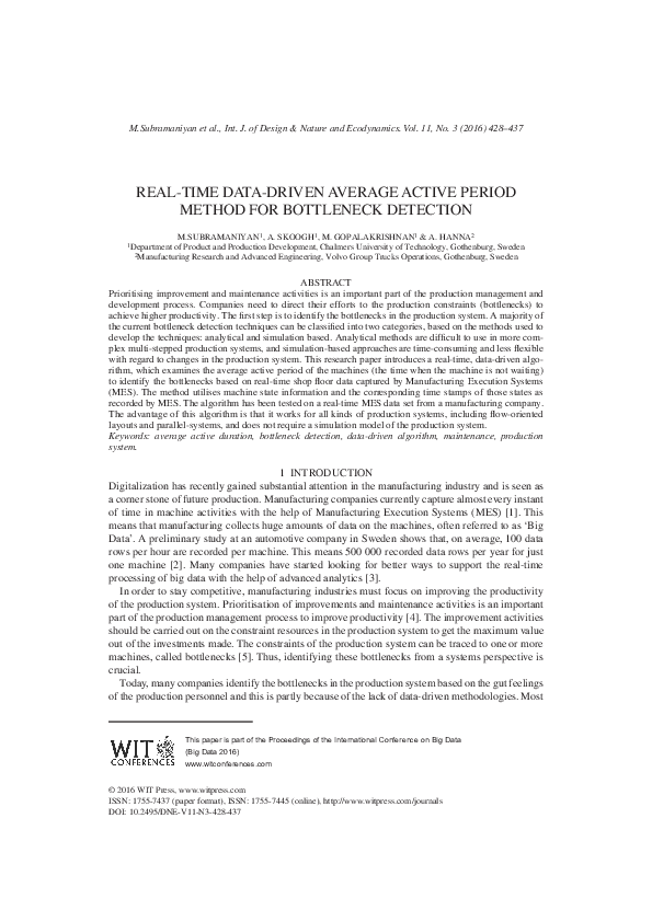 Pdf Real Time Data Driven Average Active Period Method For Bottleneck Detection