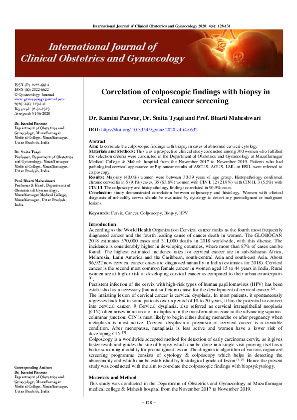 (PDF) Correlation of colposcopic findings with biopsy in cervical ...