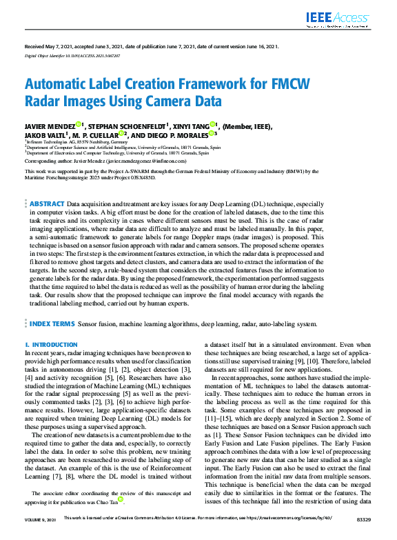 (PDF) Automatic Label Creation Framework for FMCW Radar Images Using ...