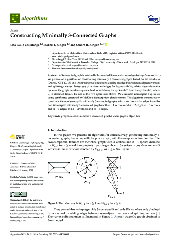 (PDF) Constructing Minimally 3-Connected Graphs