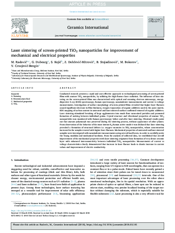 (PDF) Laser sintering of screen-printed TiO2 nanoparticles for ...