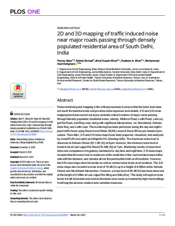 (PDF) 2D and 3D mapping of traffic induced noise near major roads passing through densely ...