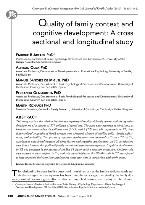 (PDF) Quality of family context and cognitive development: A cross ...