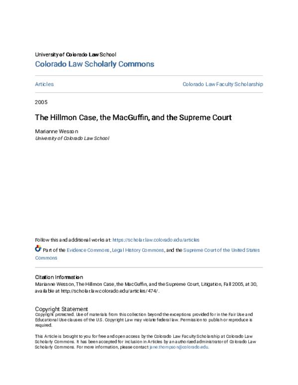 (PDF) The Hillmon Case, the MacGuffin, and the Supreme Court