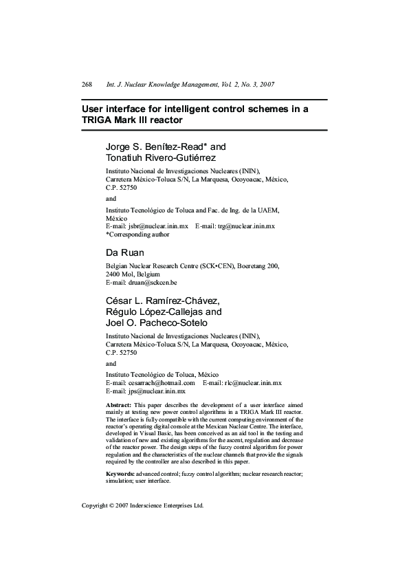 (PDF) User interface for intelligent control schemes in a TRIGA Mark ...