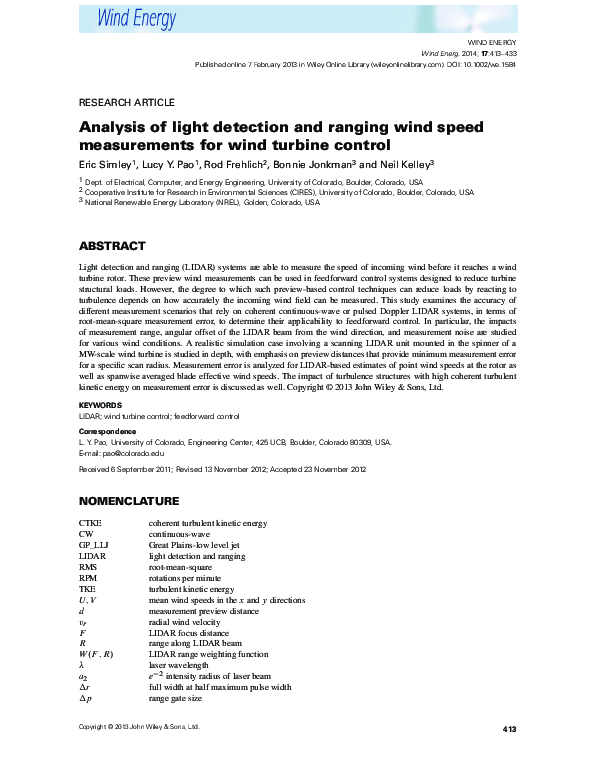 (PDF) Analysis of light detection and ranging wind speed measurements ...