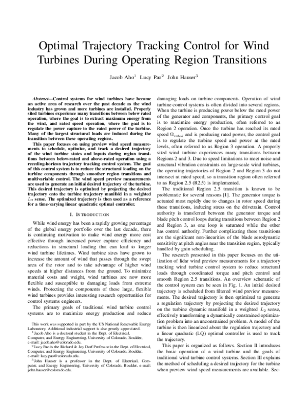 (PDF) Optimal trajectory tracking control for wind turbines during ...