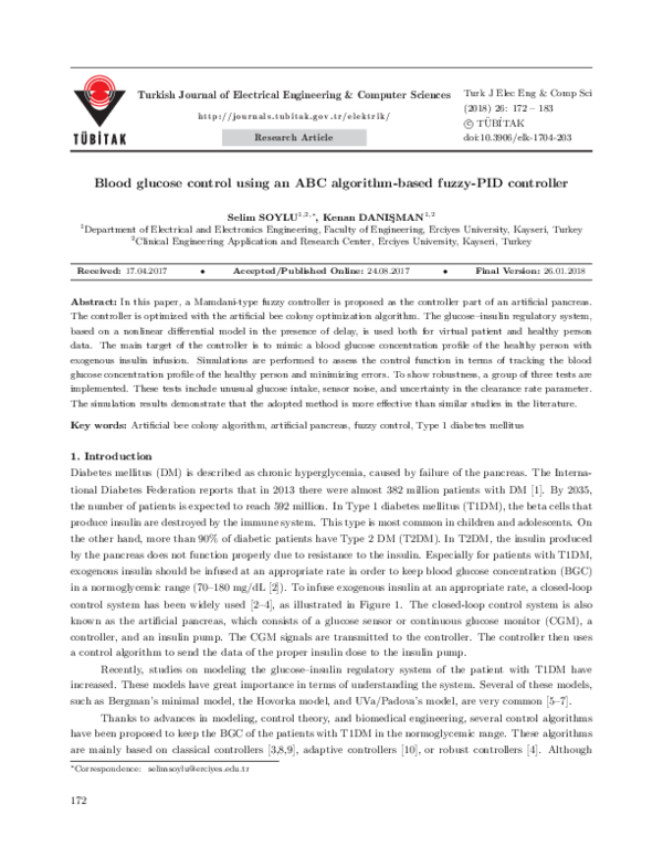 (PDF) Blood glucose control using an ABC algorithm-based fuzzy-PID ...