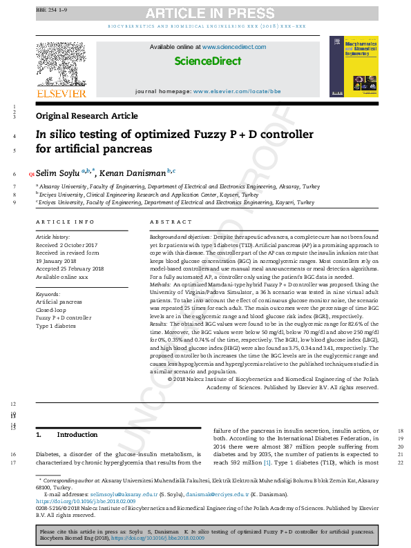 (PDF) In silico testing of optimized Fuzzy P+D controller for ...