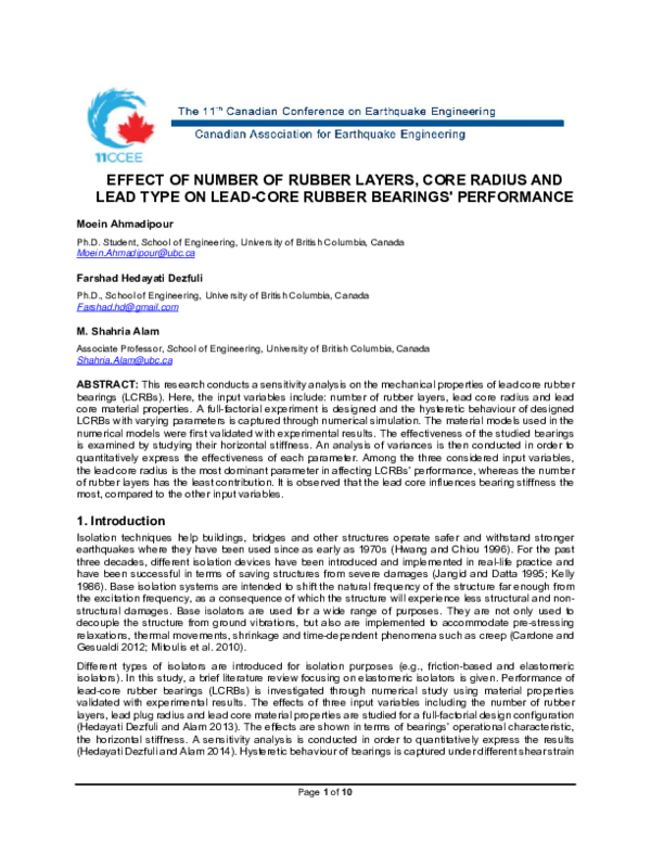 (PDF) Effect of Number of Rubber Layers, Core Radius and Lead Type on ...