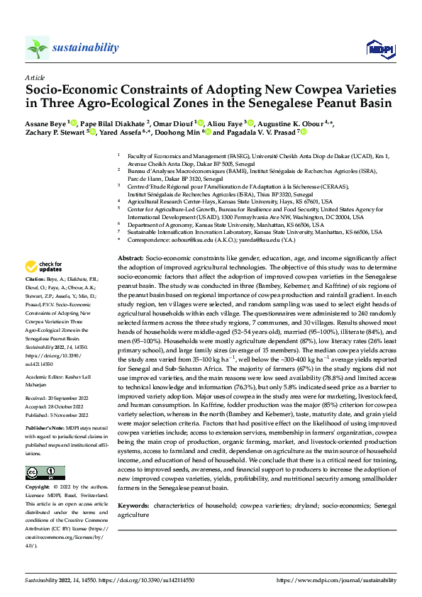 (PDF) Socio-Economic Constraints of Adopting New Cowpea Varieties in Three Agro-Ecological Zones ...