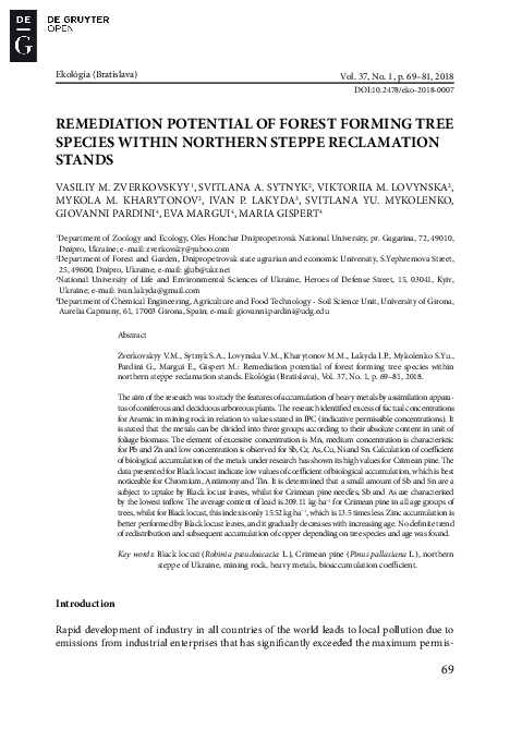 (PDF) Remediation Potential of Forest Forming Tree Species Within ...