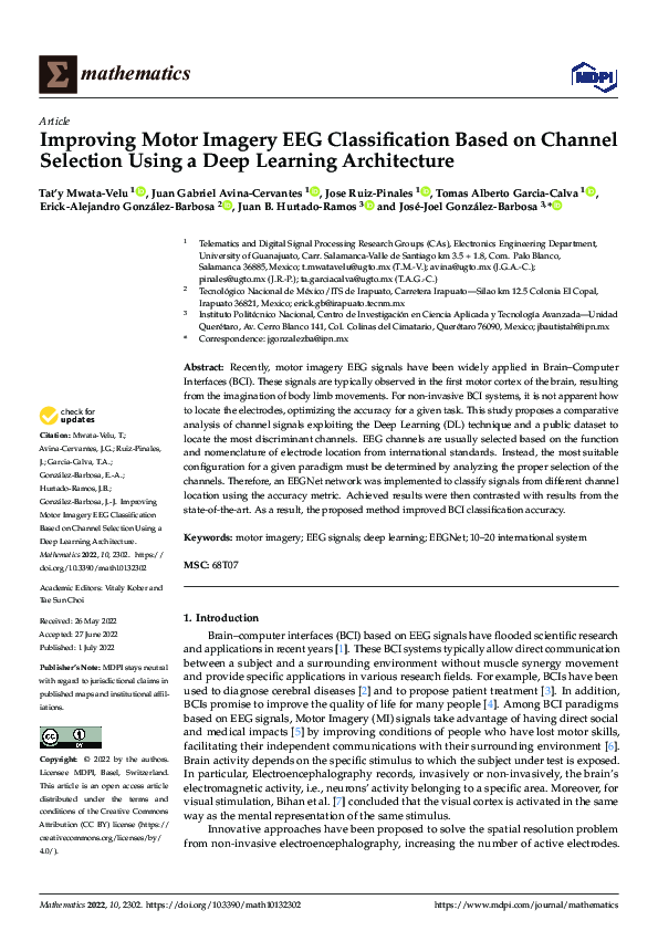 (PDF) Improving Motor Imagery EEG Classification Based on Channel ...