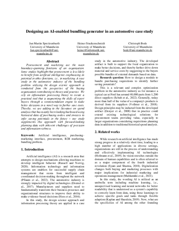(PDF) Designing an AI-enabled bundling generator in an automotive case study