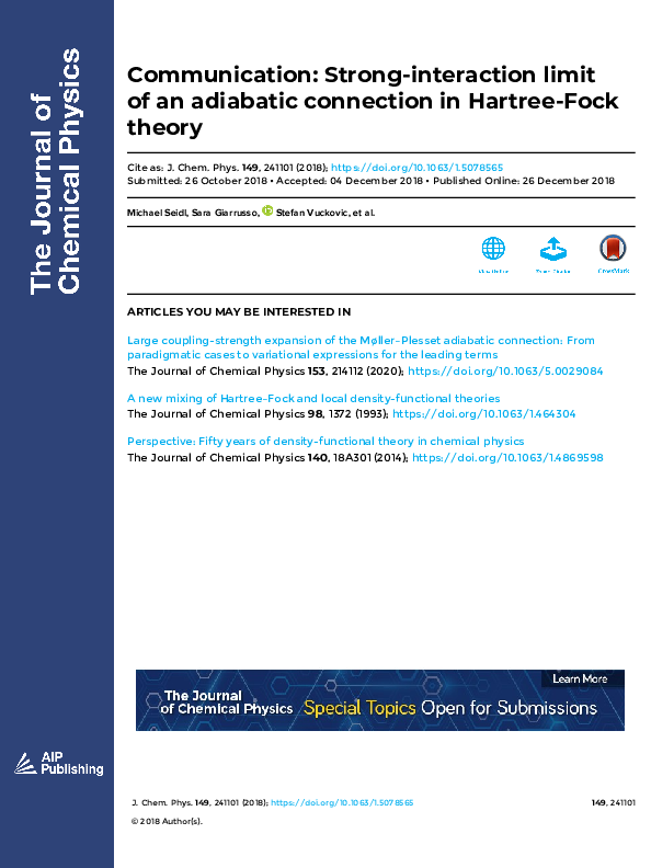 (PDF) Communication: Strong-interaction limit of an adiabatic ...