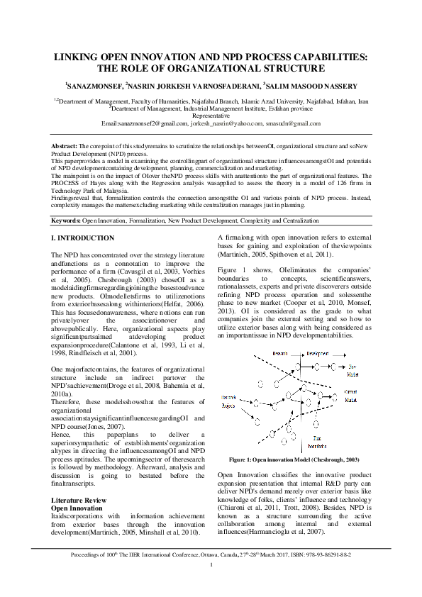 (PDF) LINKING OPEN INNOVATION AND NPD PROCESS CAPABILITIES: THE ROLE OF ...