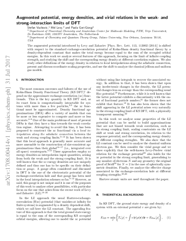 (PDF) Augmented potential, energy densities, and virial relations in ...