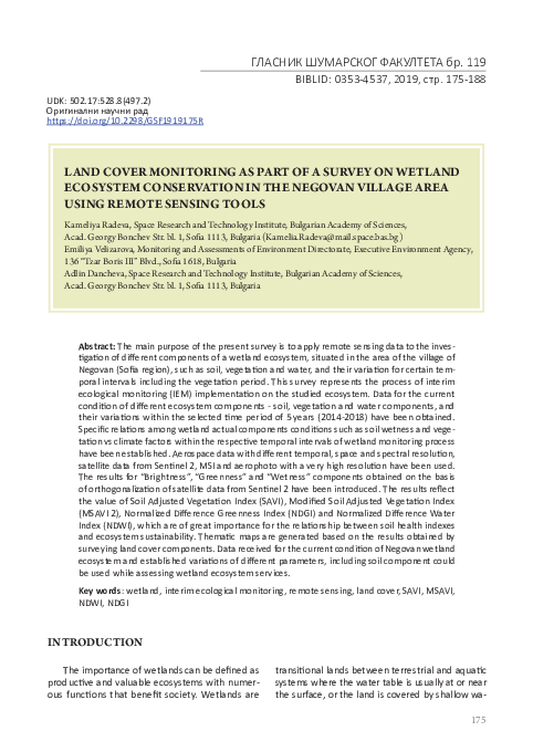 (PDF) Land cover monitoring as part of a survey on wetland ecosystem ...