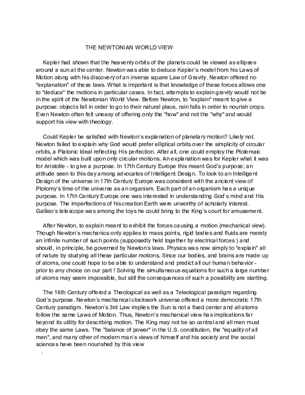 (PDF) The Newtonian World View