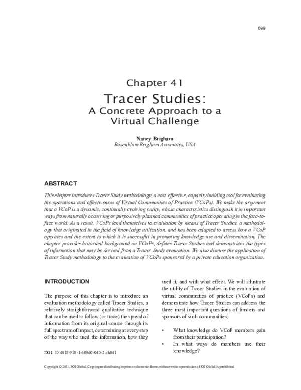 (PDF) Tracer Studies