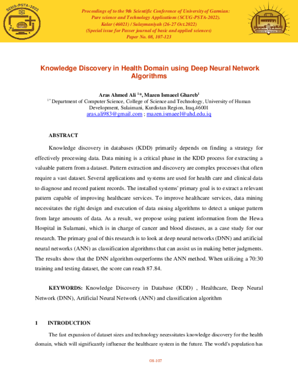 (PDF) Knowledge Discovery in Health Domain using Deep Neural Network ...