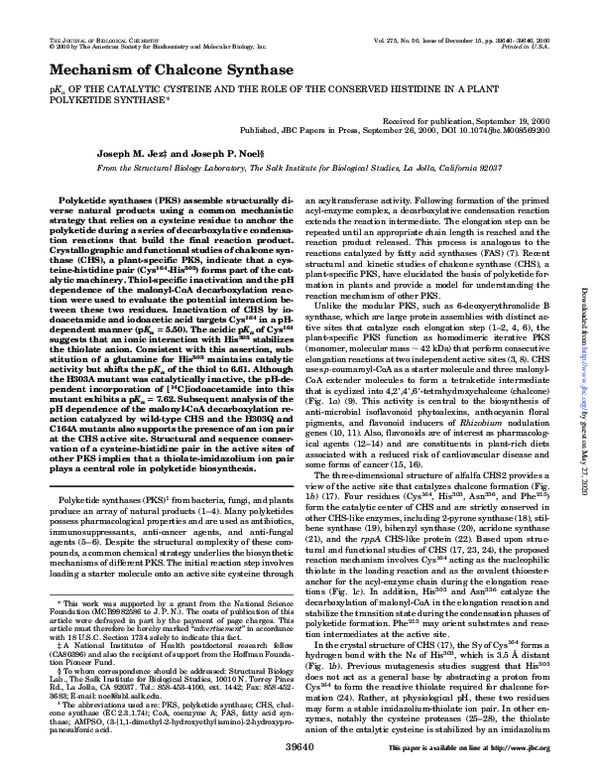 (PDF) Mechanism of Chalcone Synthase