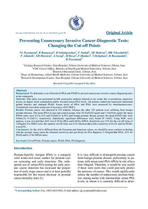 (PDF) Preventing Unnecessary Invasive Cancer-Diagnostic Tests: Changing ...