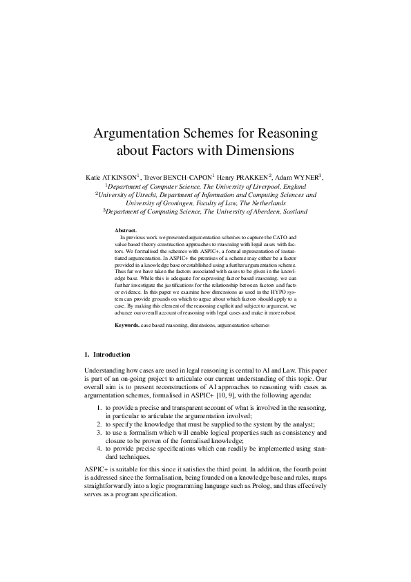 (PDF) Argumentation Schemes for Reasoning about Factors with Dimensions