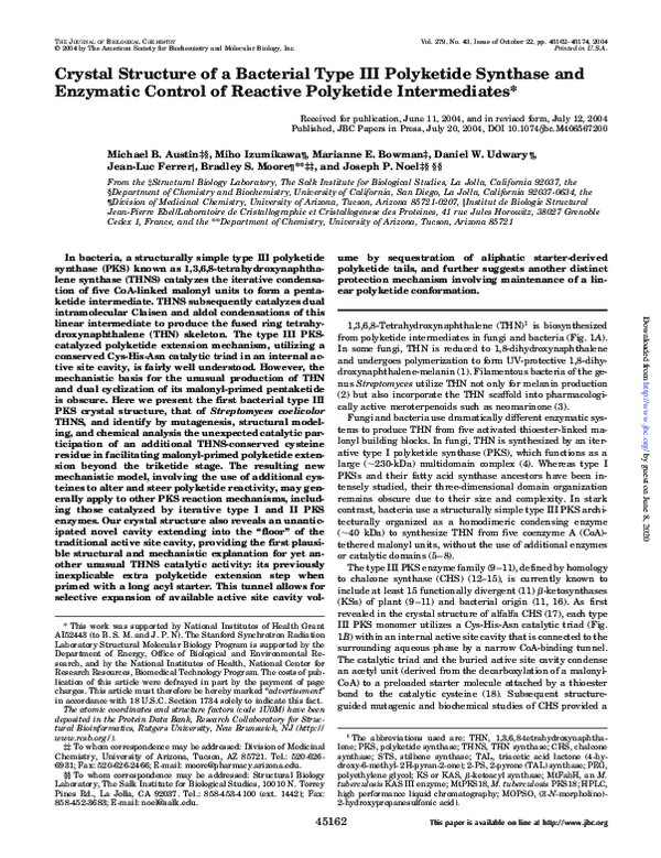 (PDF) Crystal Structure of a Bacterial Type III Polyketide Synthase and ...