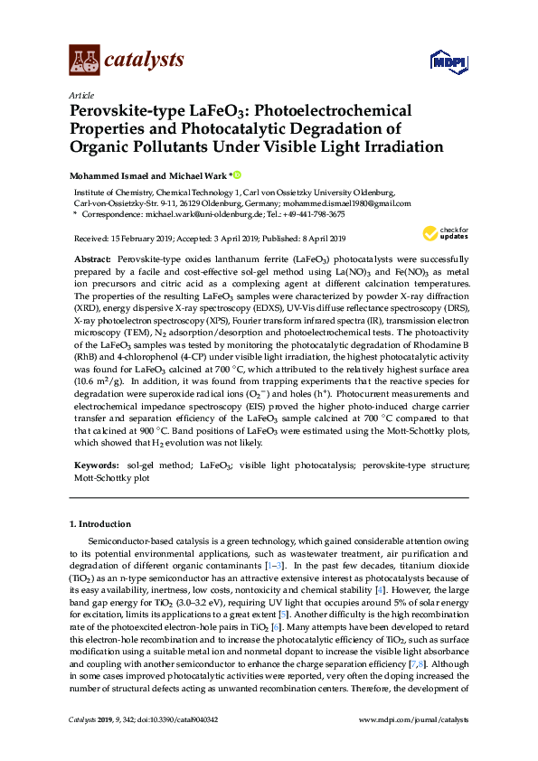 (PDF) Perovskite-type LaFeO3: Photoelectrochemical Properties and ...