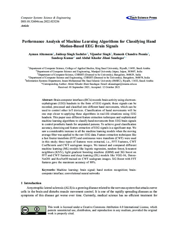 Pdf Performance Analysis Of Machine Learning Algorithms For