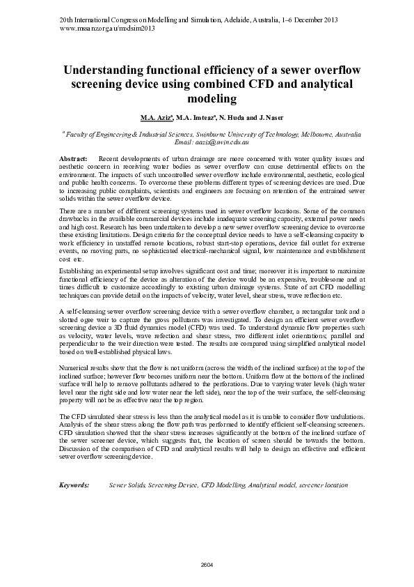 (PDF) Understanding functional efficiency of a sewer overflow screening device using combined ...