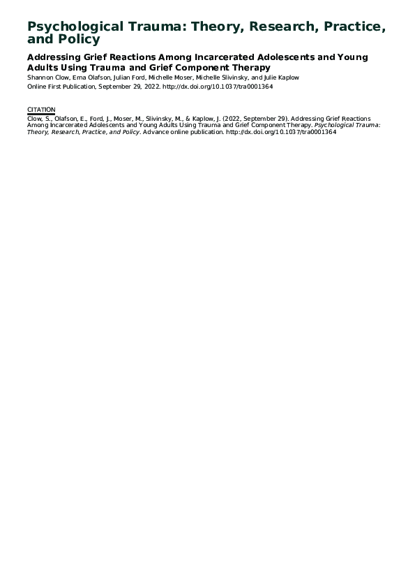 (PDF) Addressing grief reactions among incarcerated adolescents and ...