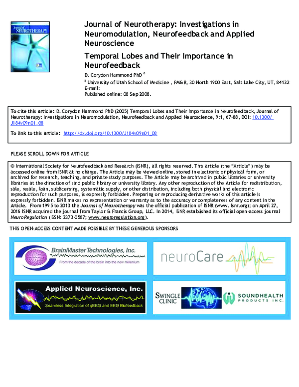 (PDF) Temporal Lobes and Their Importance in Neurofeedback
