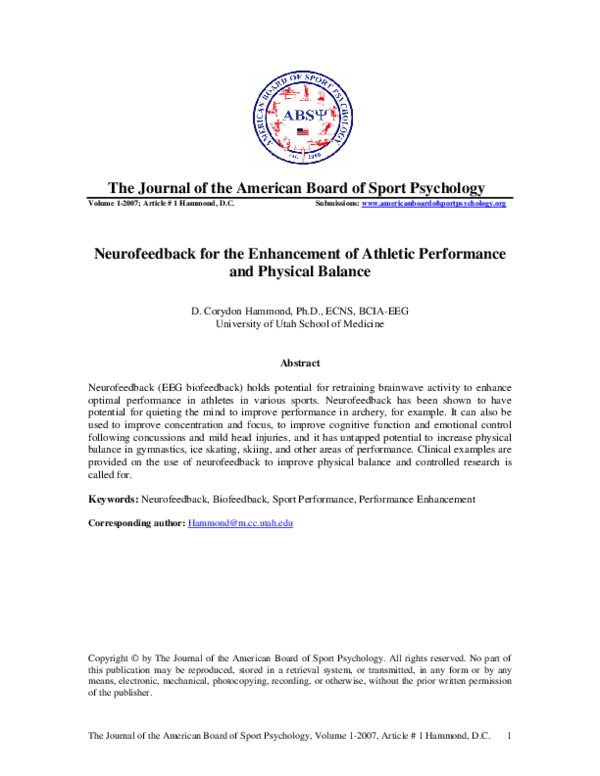 (PDF) Neurofeedback for the Enhancement of Athletic Performance and ...