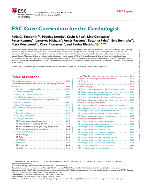 (PDF) ESC Core Curriculum for the Cardiologist